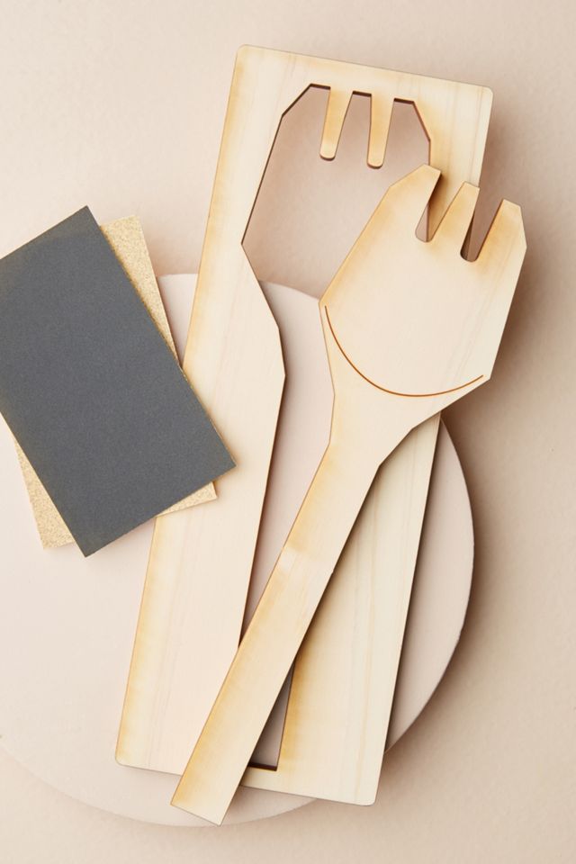 te+te Hinoki Cypress Wood Serving Fork-Making Kit | Anthropologie