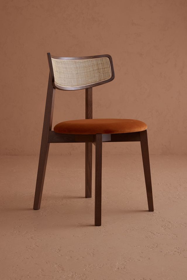 Annie Velvet-Upholstered FSC Wood Cane Dining Chairs, Set of 2 ...