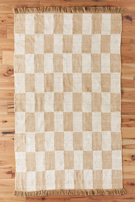 Amber Lewis for Anthropologie Checkered Jute Rug | Anthropologie UK