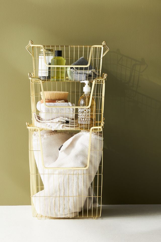 Barbra Stackable Wire Storage Bin | AnthroLiving