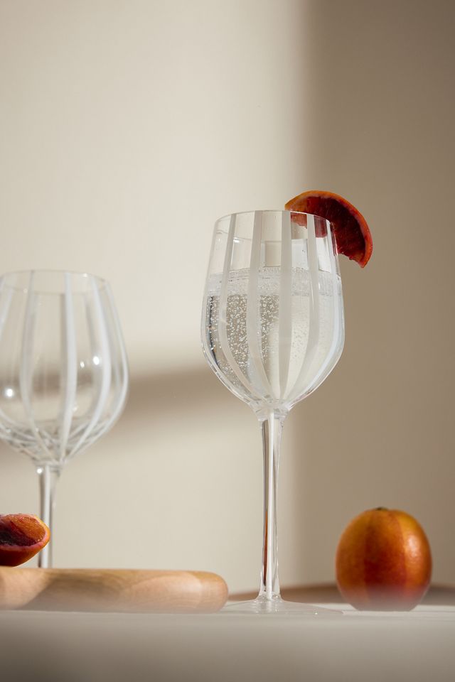 Broste Copenhagen Stripe White Wine Glass | Anthropologie UK