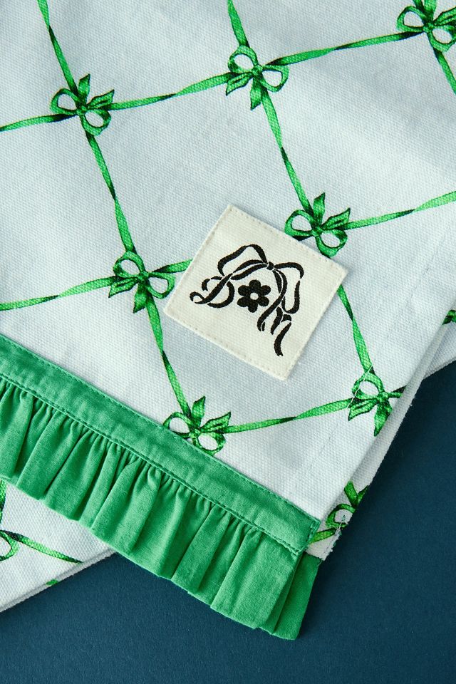 Damson Madder Bow Ruffle Tea Towel, Set of 2 | Anthropologie UK