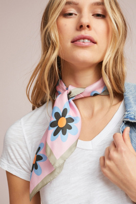 Retro Daisy Silk Scarf | Anthropologie