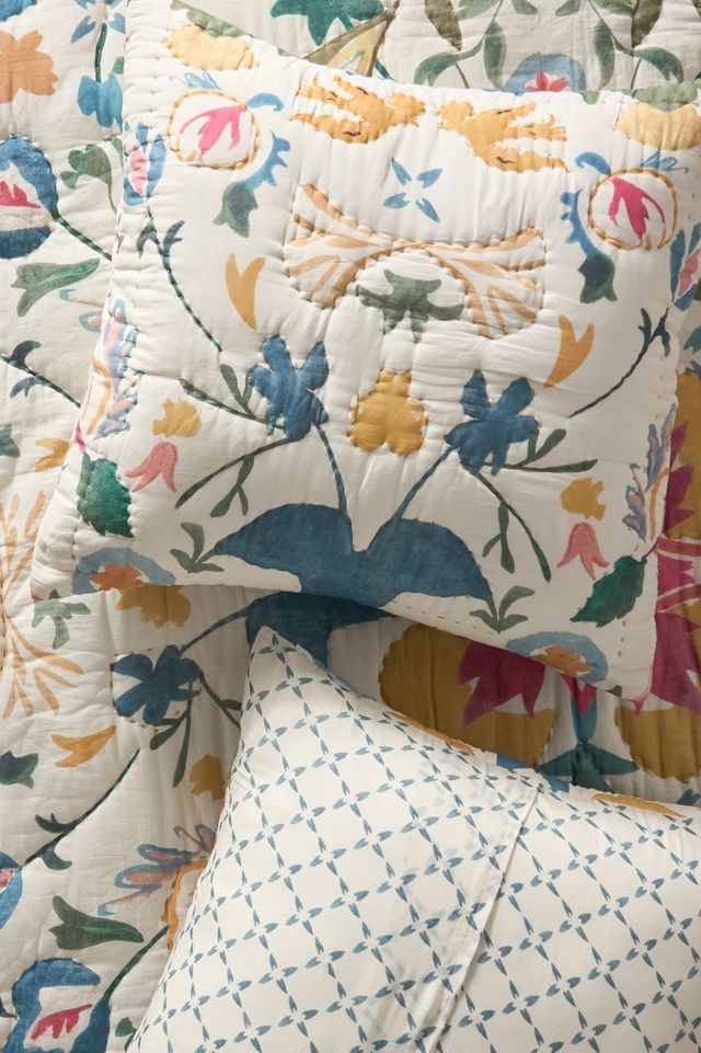 Sawyer Cotton Printed Euro Sham | AnthroLiving