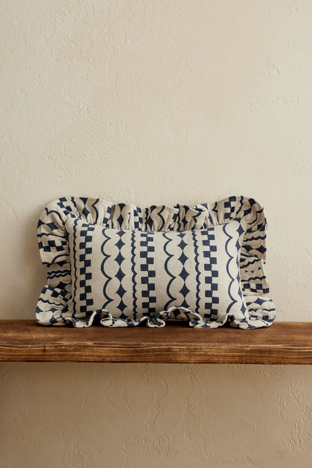 TBCo Blue Ruffle Cushion | Anthropologie UK