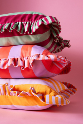 Colours of Arley for Anthropologie Stripe Frilly Square Cushion ...