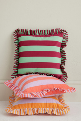Colours of Arley for Anthropologie Stripe Frilly Square Cushion ...