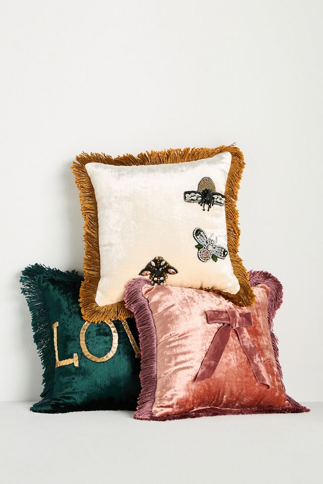 Mini Velvet Fringe Pillow | Anthropologie