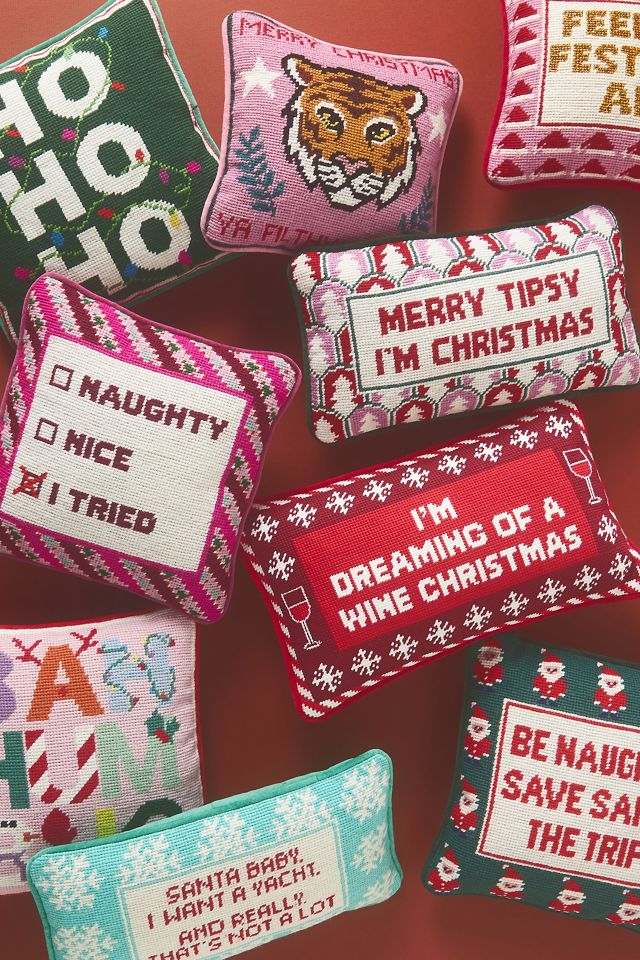 Furbish Studio Holiday Petite Needlepoint Pillow | Anthropologie