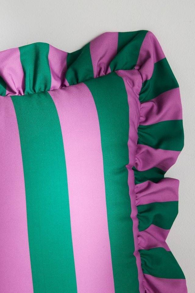 Maeve Striped Ruffle Indoor/Outdoor Cushion | Anthropologie UK