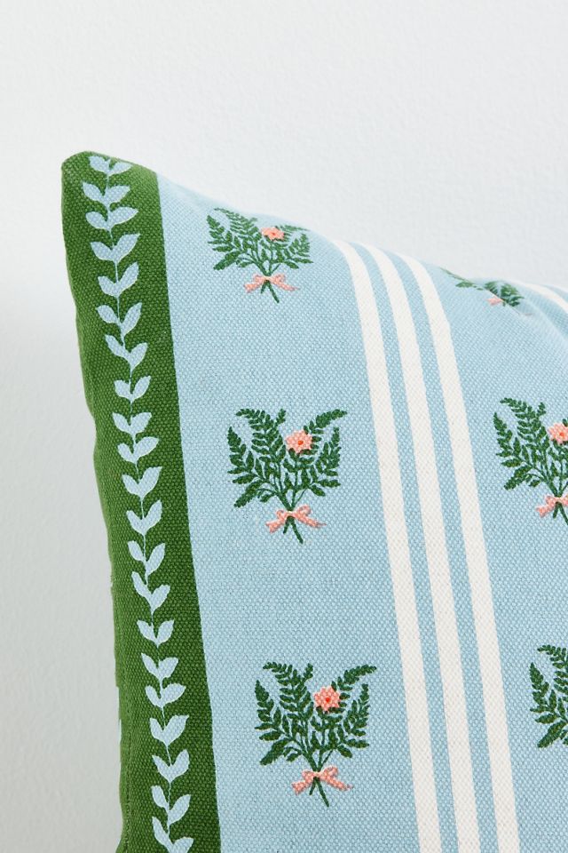Tess Cotton Screen Printed Floral Striped Pillow | Anthropologie