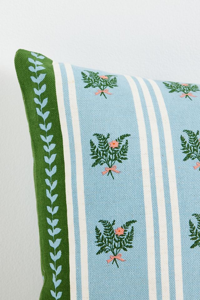 Tess Cotton Screen Printed Floral Striped Pillow | AnthroHome