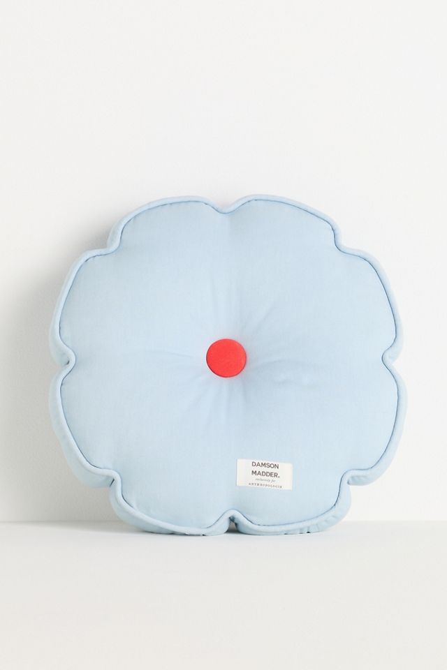Damson Madder Cotton Embroidered Button Round Shaped Cushion ...