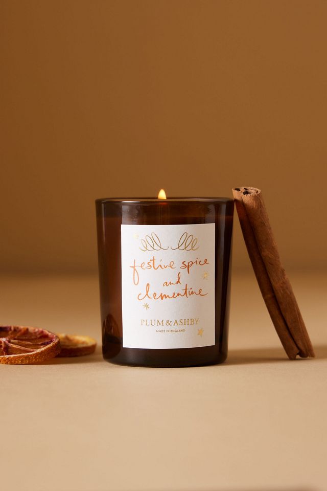Plum & Ashby Festive Spice & Clementine Glass Votive Candle ...