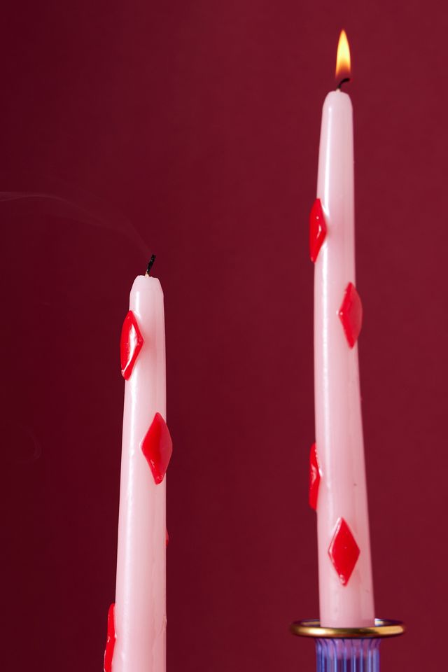 Anna + Nina Pink Diamond Taper Candles, Set of 2 | Anthropologie UK