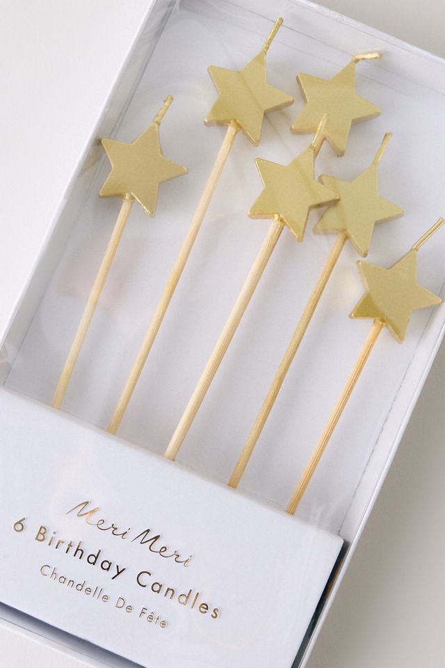 Meri Meri Gold Star Birthday Candles, 6 Pack | Anthropologie UK