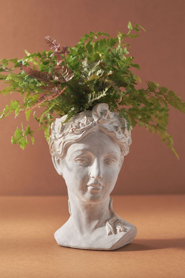 Festive Grecian Bust Cement Planter | Anthropologie UK