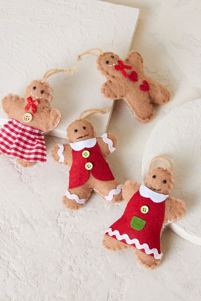 Set of 4 Gingerbread Men Tree Decorations | Anthropologie UK