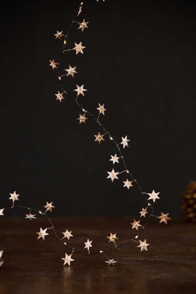 Gold Star Warm White LED Battery String Lights | Anthropologie UK