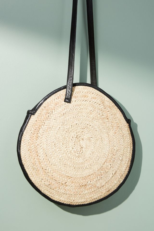 Structured Round Straw Tote Bag | Anthropologie