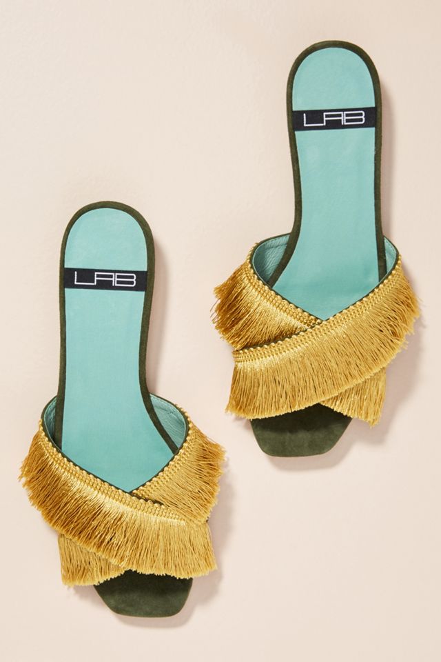 LAB Fringed Slide Sandals | Anthropologie