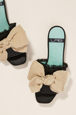 Lab Bow-tied Slide Sandals In Black | ModeSens