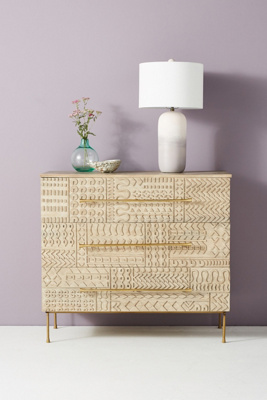 Handcarved Patchwork Three-Drawer Dresser | Anthropologie