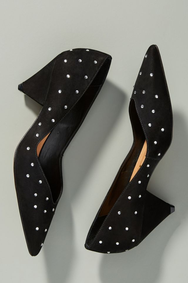 Vicenza Encrusted Suede Cone Heels | Anthropologie