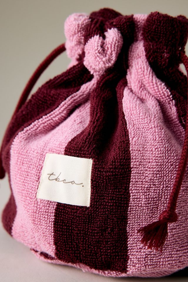 TBCo Terry Cotton Burgundy Stripe Wash Bag | Anthropologie UK