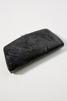 Embossed Leather Push Lock Wallet | Anthropologie