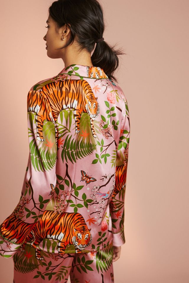 Karen Mabon Tiger Blossom Silk Sleep Shirt | Anthropologie