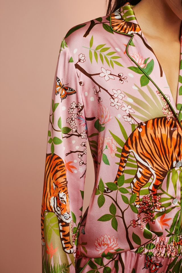 Karen Mabon Tiger Blossom Silk Sleep Shirt | Anthropologie