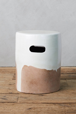 White Glazed Terracotta Stool | Anthropologie