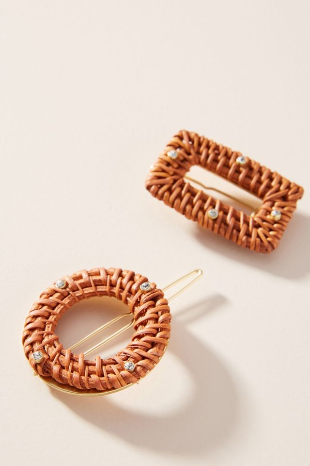 Woven Shapes Hair Barrette Set | Anthropologie