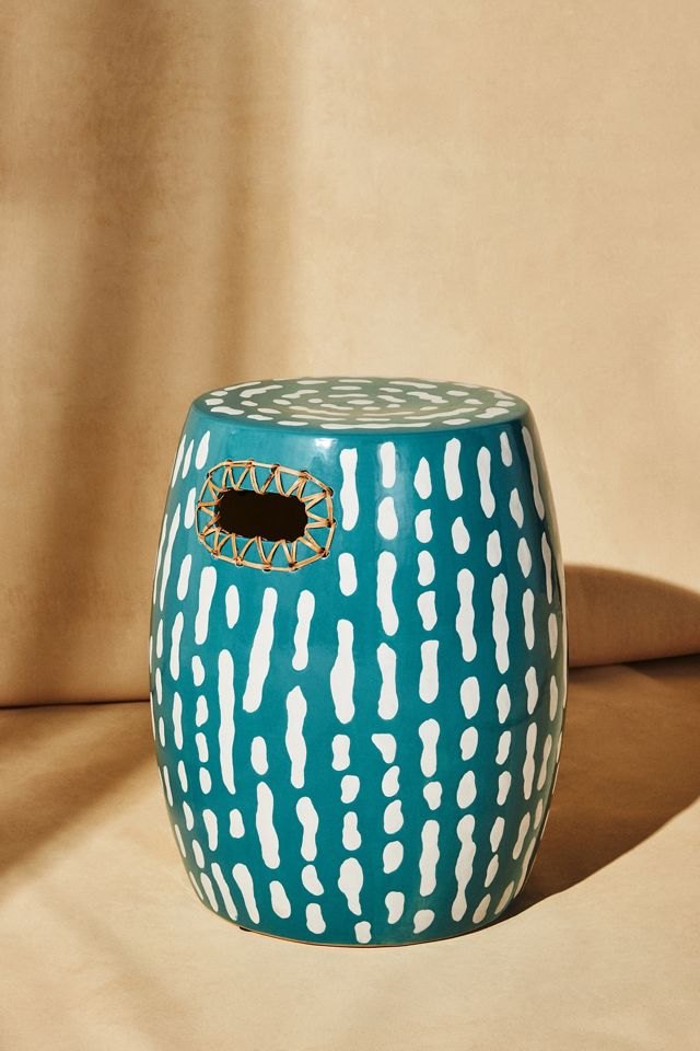 Striped Ceramic Side Table | Anthropologie