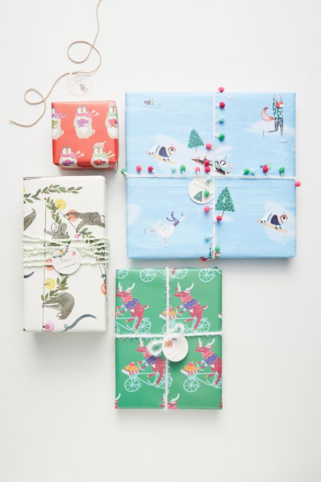 Festive Animals Wrapping Paper Book | Anthropologie