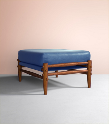 Rhys Leather Ottoman | AnthroLiving