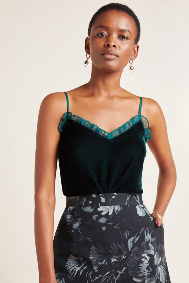 Sylvia Ruffled Velvet Cami Anthropologie