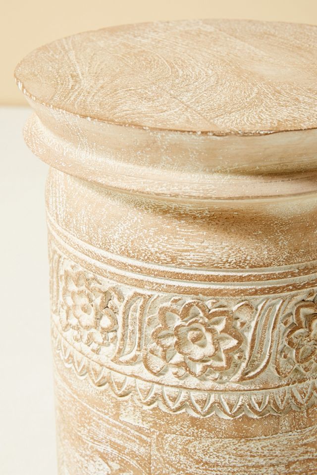 Handcarved Wooden Stool | Anthropologie