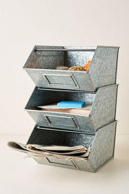 Galvanized Metal Bins, Set of 3 | AnthroLiving