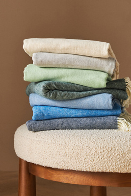 Solid Herringbone Throw Blanket | AnthroLiving