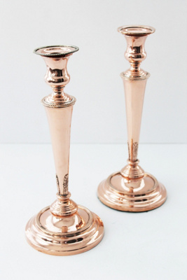 Coppermill Kitchen English Tall Trumpet Candlesticks Pair | AnthroLiving