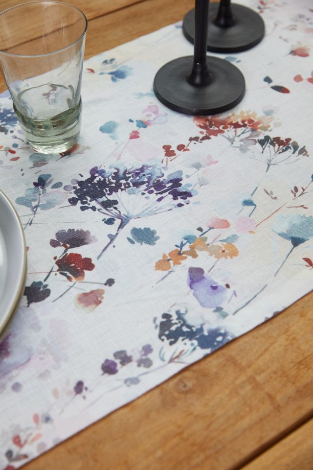 Lithuanian Linen Runner, Painted Florals | Terrain