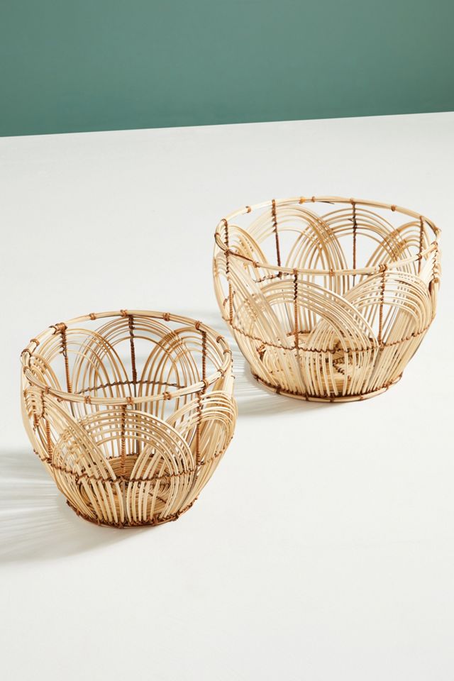 Looped Rattan Baskets, Set of 2 | Anthropologie