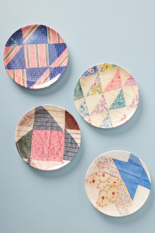 Patchwork Melamine Plates, Set of 4 | Anthropologie