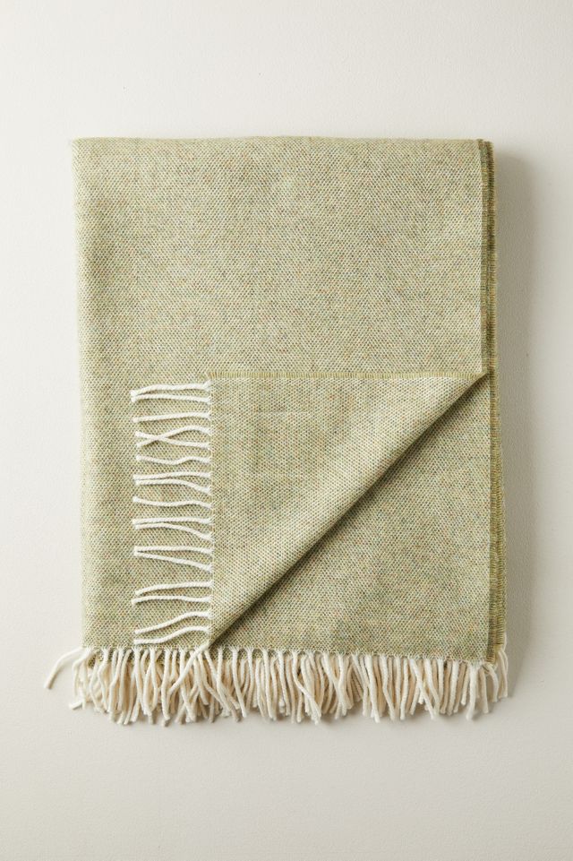 Merino Wool Marled Green Throw | Terrain