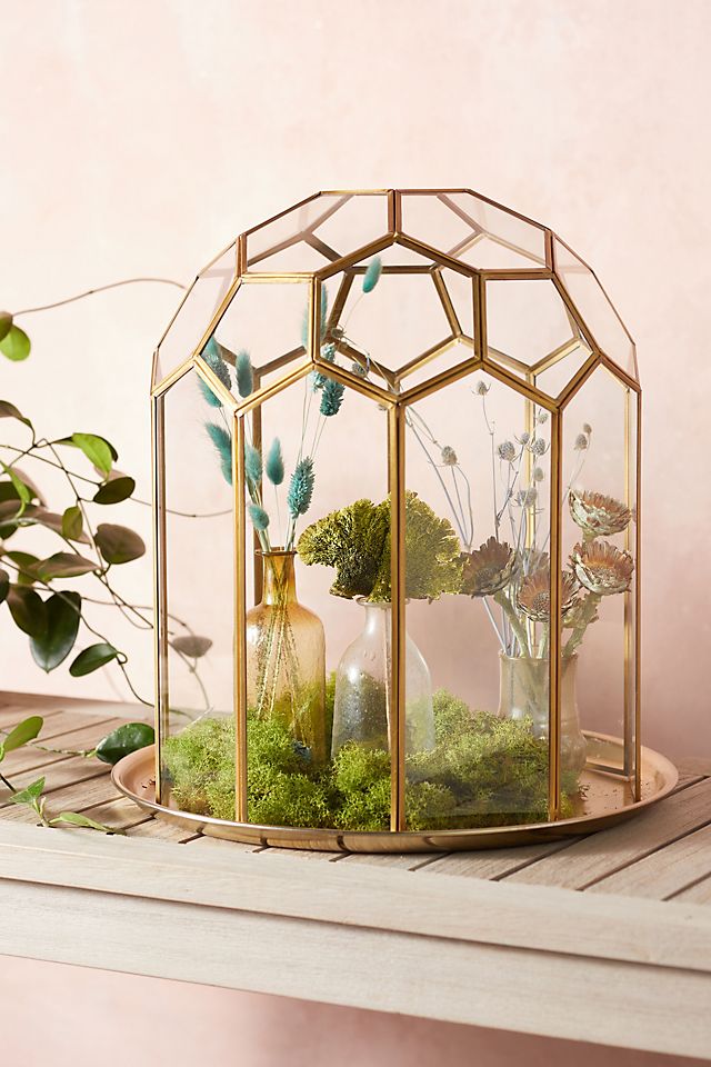 Faceted Glass Cloche with Base | Terrain Faceted Glass Cloche with Base | Terrain