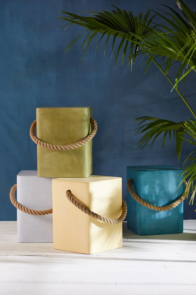 Rope Concrete Stool, Square | Terrain