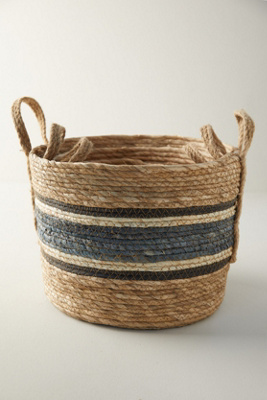 Woven Blue Stripe Baskets, Set of 3 | Terrain