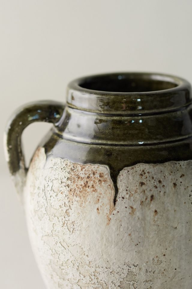 Aged Ceramic Moss Drip Vase | AnthroLiving